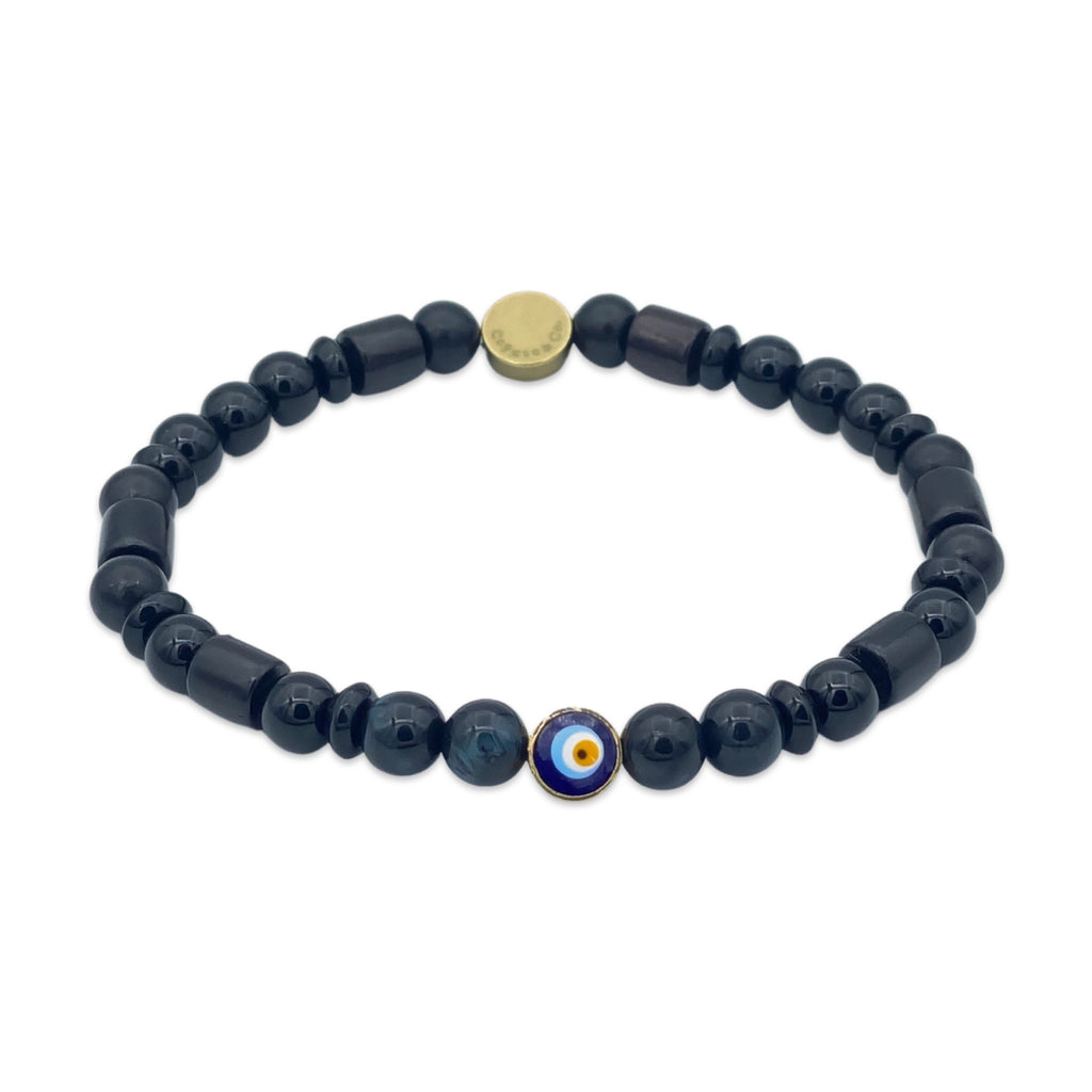 Evil Eye Gem and Wood Stretch Bracelet – Caputo & Co.