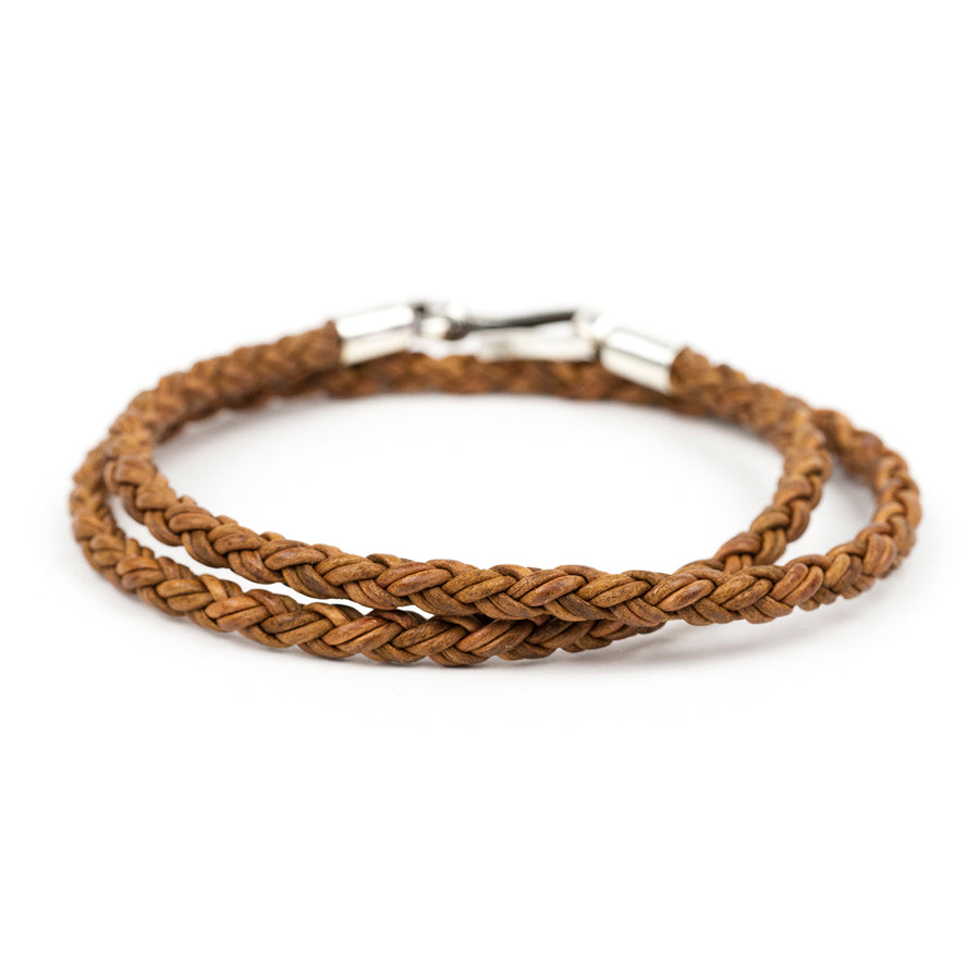 Silver Round Braided Leather Double Wrap – Caputo & Co.