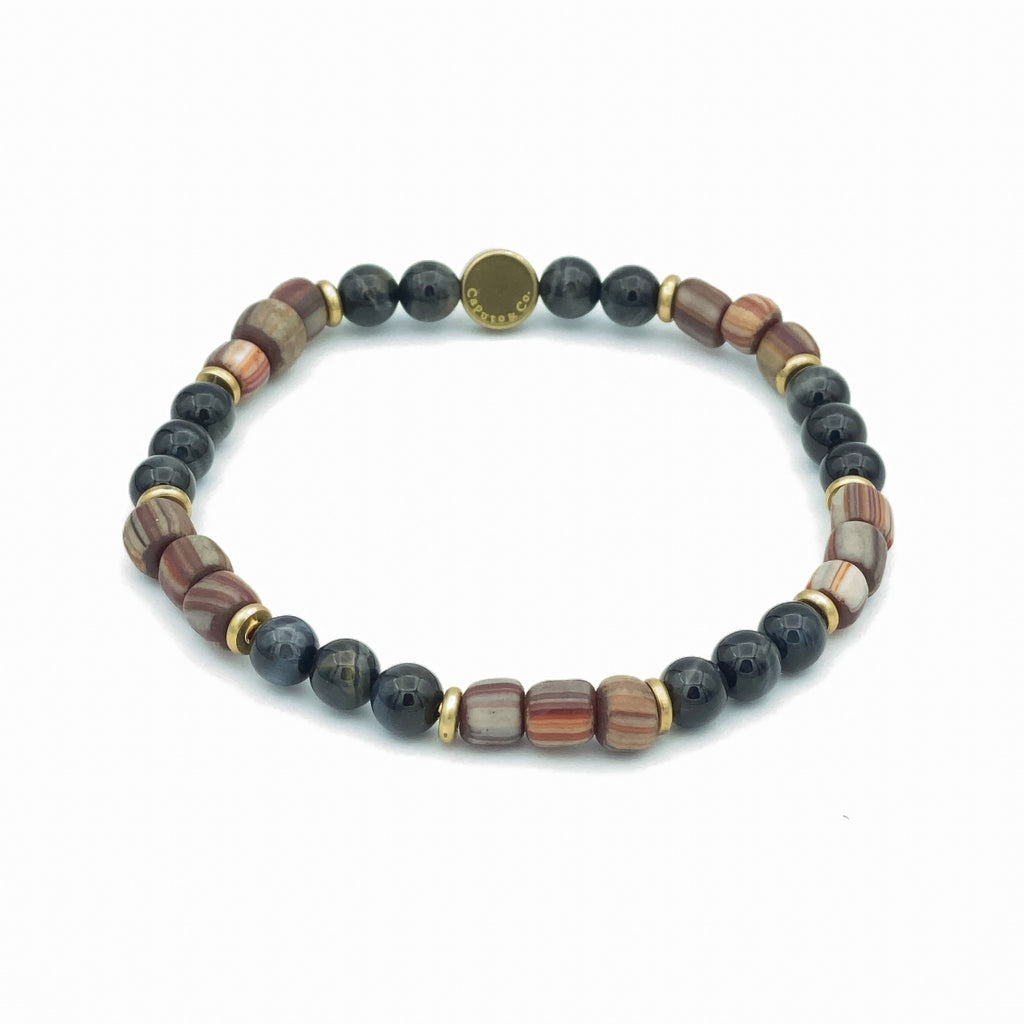 Gemstone And Java Glass Stretch Bracelet – Caputo & Co.